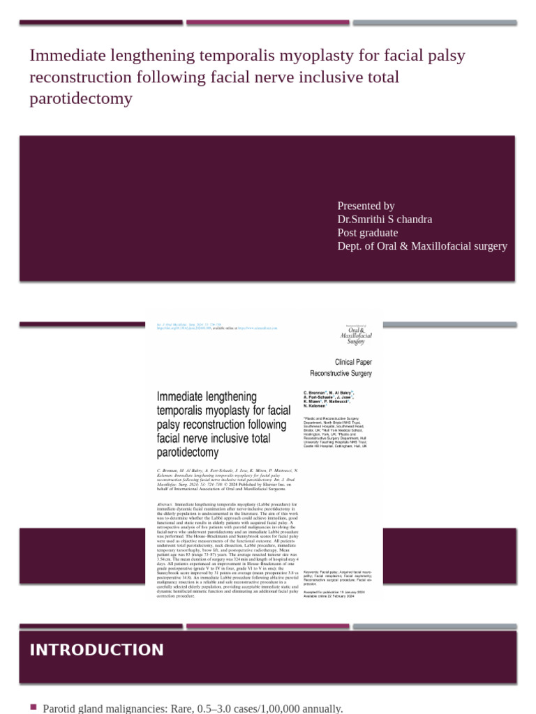 Immediate Lengthening Temporalis Myoplasty For Facial Palsy ...
