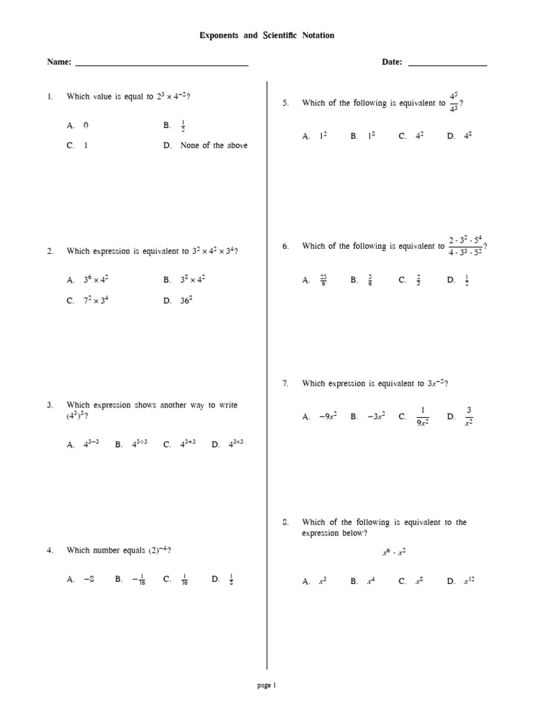 Exponents and Scientific Notatio | PDF | Exponentiation | Sun