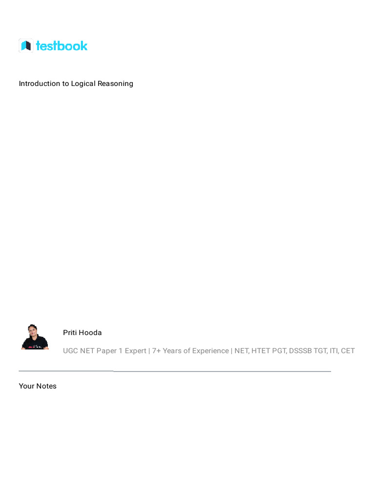 Introduction To Logical Reasoning - Notes | PDF