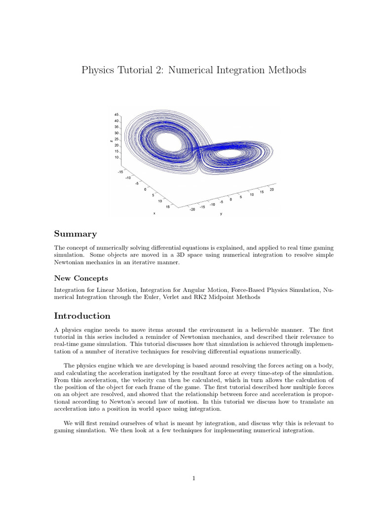 2017 Tutorial 2 - Numerical Integration Methods | PDF | Acceleration | Velocity