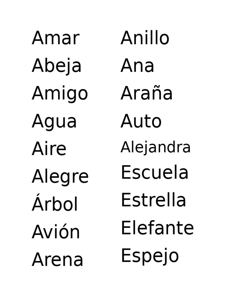 Palabras Con Sonido Inicial Vocalico | PDF