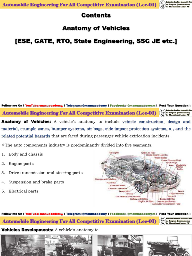 Automobile Engineering: Vehicle Anatomy Guide | PDF | Steering ...