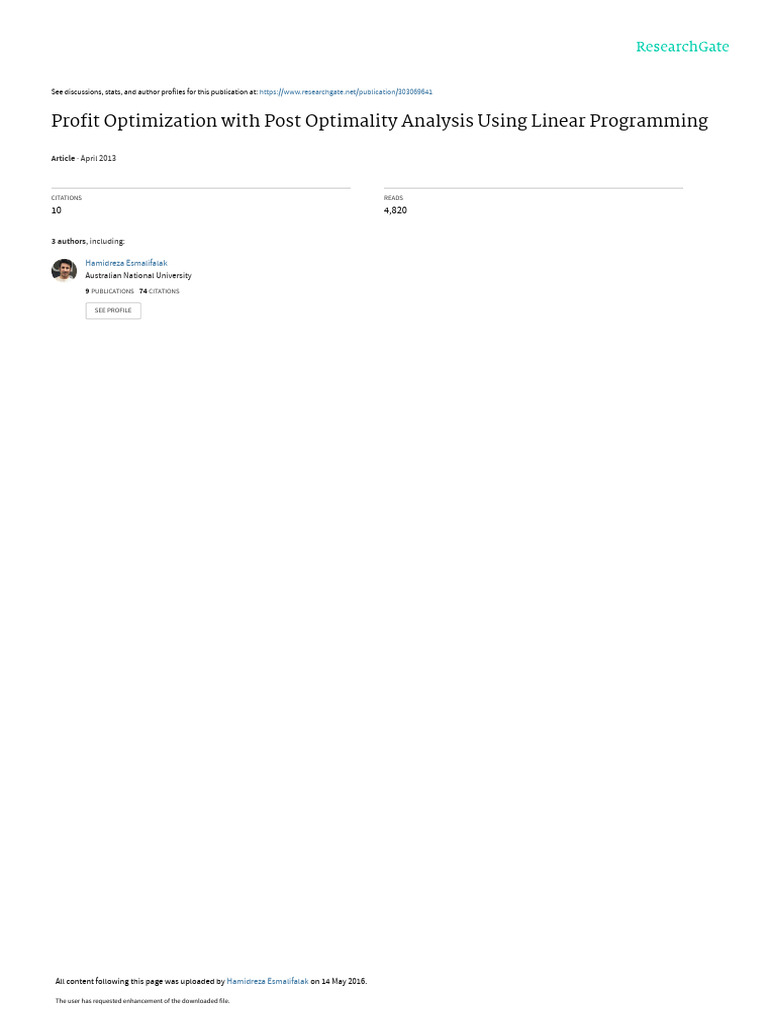 Profit Optimizationwith Post Optimality Analysis | PDF | Mathematical Optimization | Linear ...