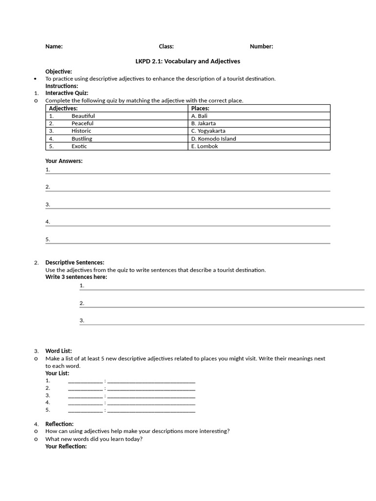 Enhance Descriptions with Adjectives | PDF