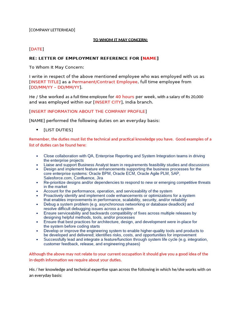 Employment Reference Letter Template | PDF | Oracle Corporation | Databases