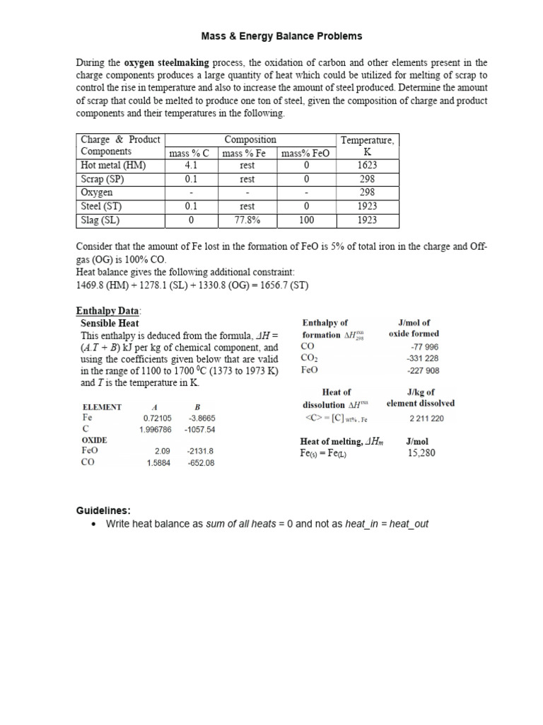 Steelmaking Mass Energy Balance | PDF