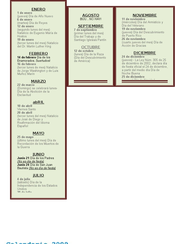 Dias Festivos De Puerto Rico