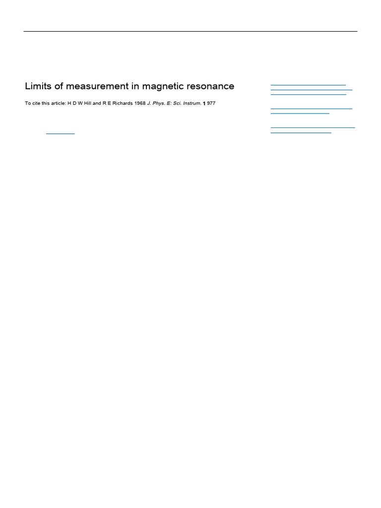 Limits of Measurement in Magnetic Resonance | PDF | Resonance | Nuclear ...