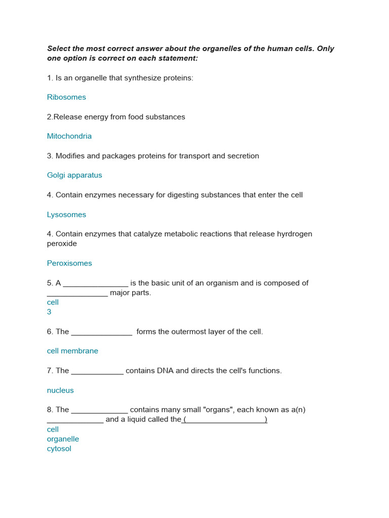 Copia de Multiple Choice - Organelles Edition | PDF