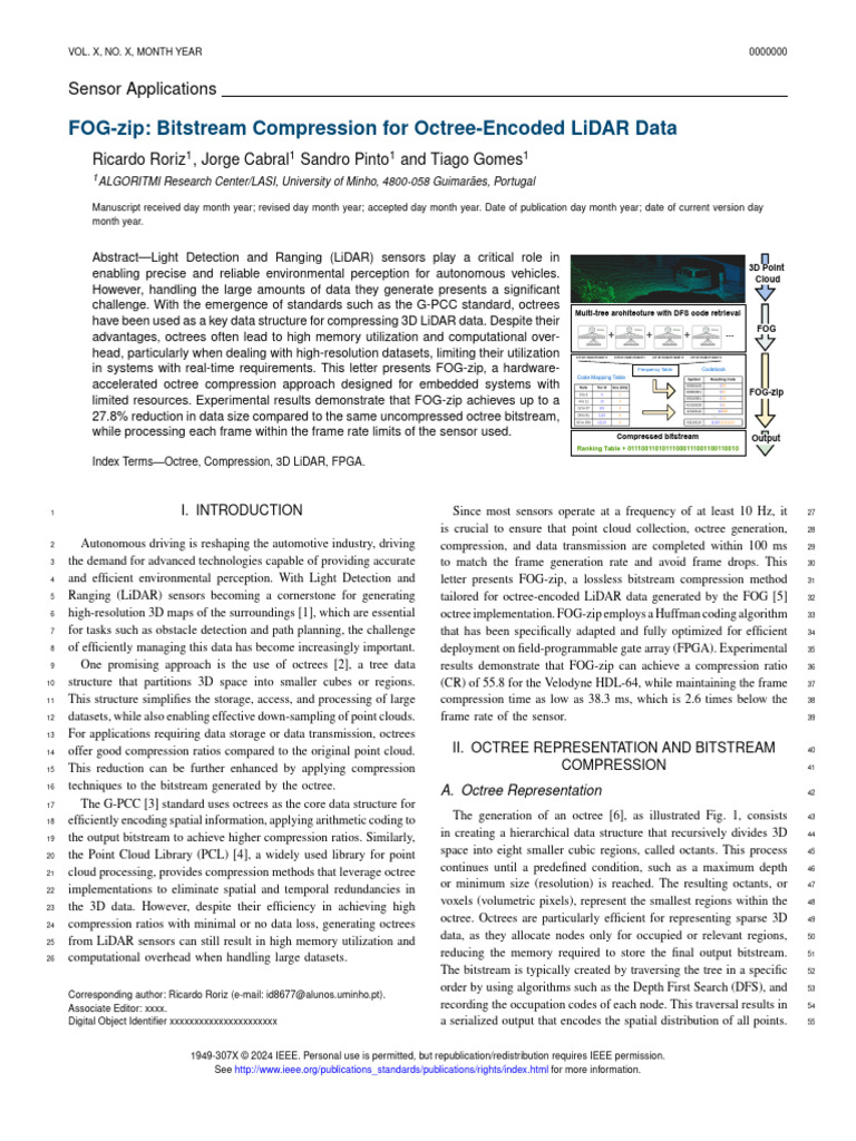 FOG Zip Bitstream Compression For Octree Encoded LiDAR Data FV | PDF ...