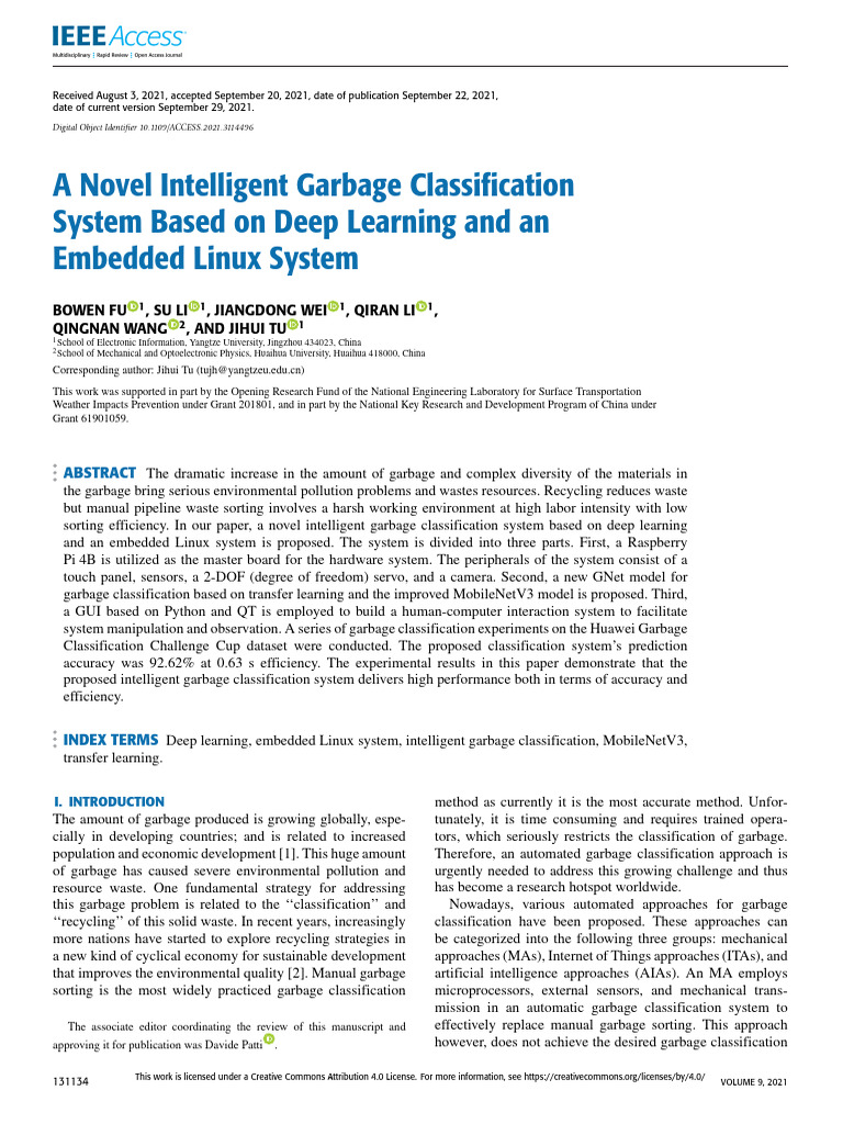 Intelligent Garbage Classification System | PDF | Computing