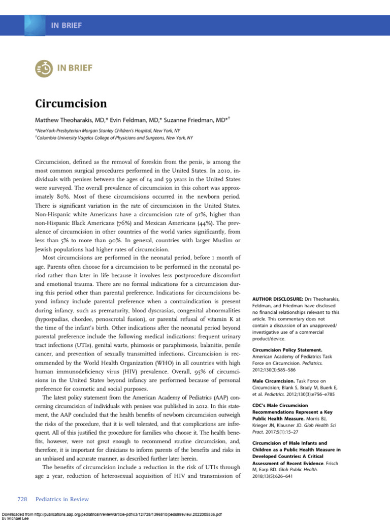 Pedsinreview 2022005536 | PDF | Circumcision | Medical Specialties