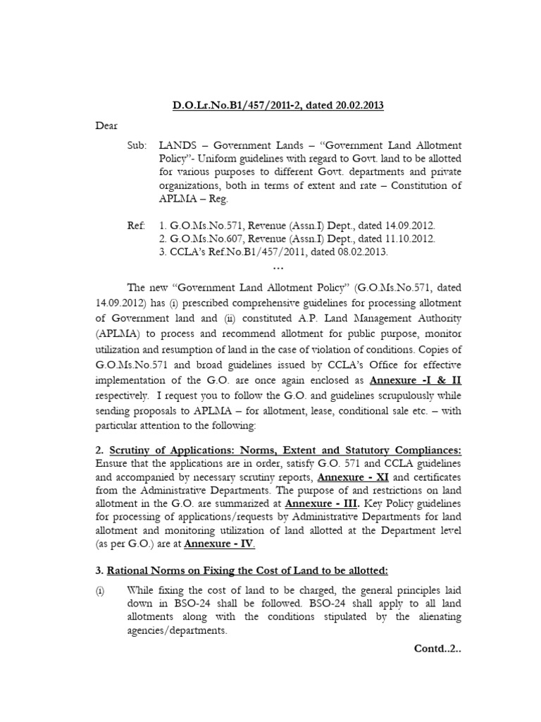 Government Land Allotment Policy Guidelines | PDF | Justice | Crime ...