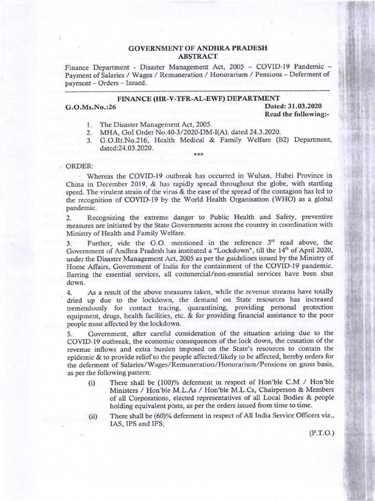 Andhra Pradesh Salary Deferment Order | PDF | Pandemic | Salary