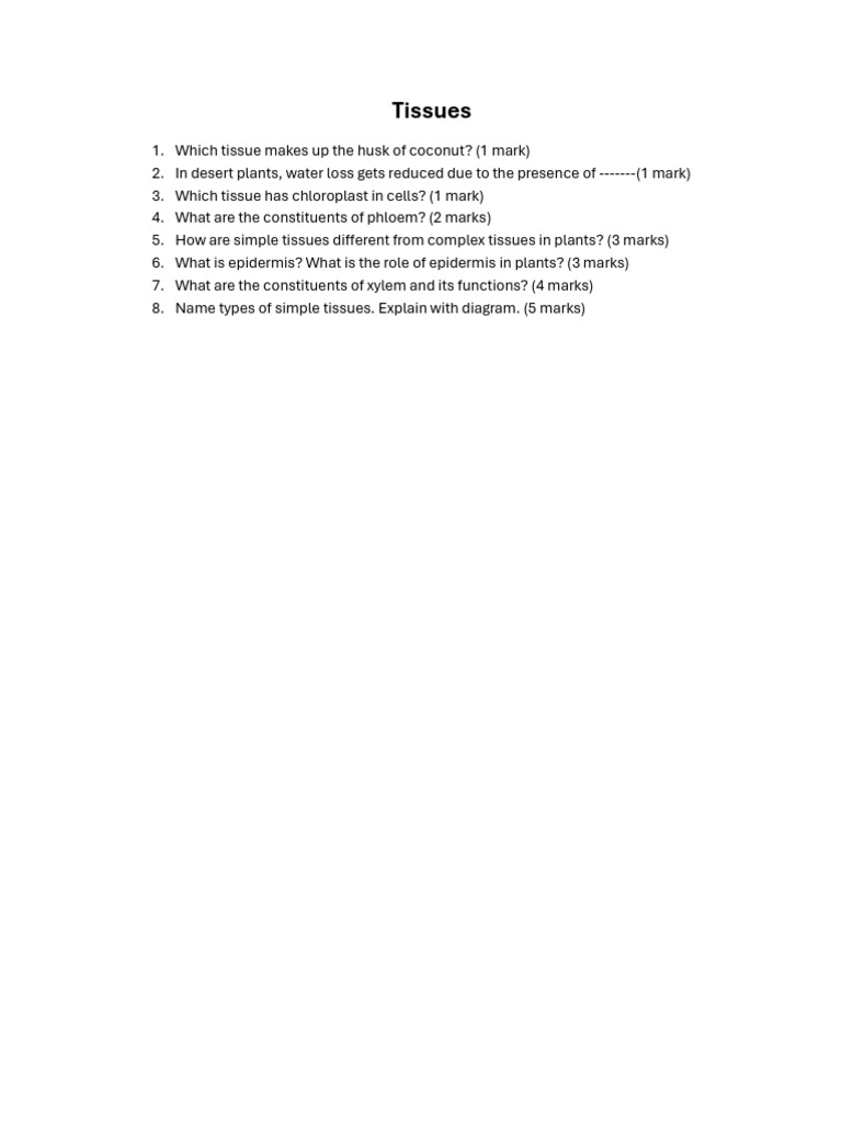Tissues Test | PDF