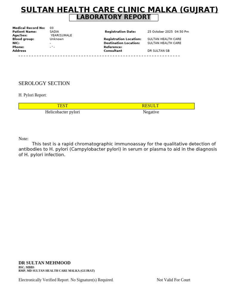 Sadia Sultan Hc h Pylori 16-10-2025 | PDF