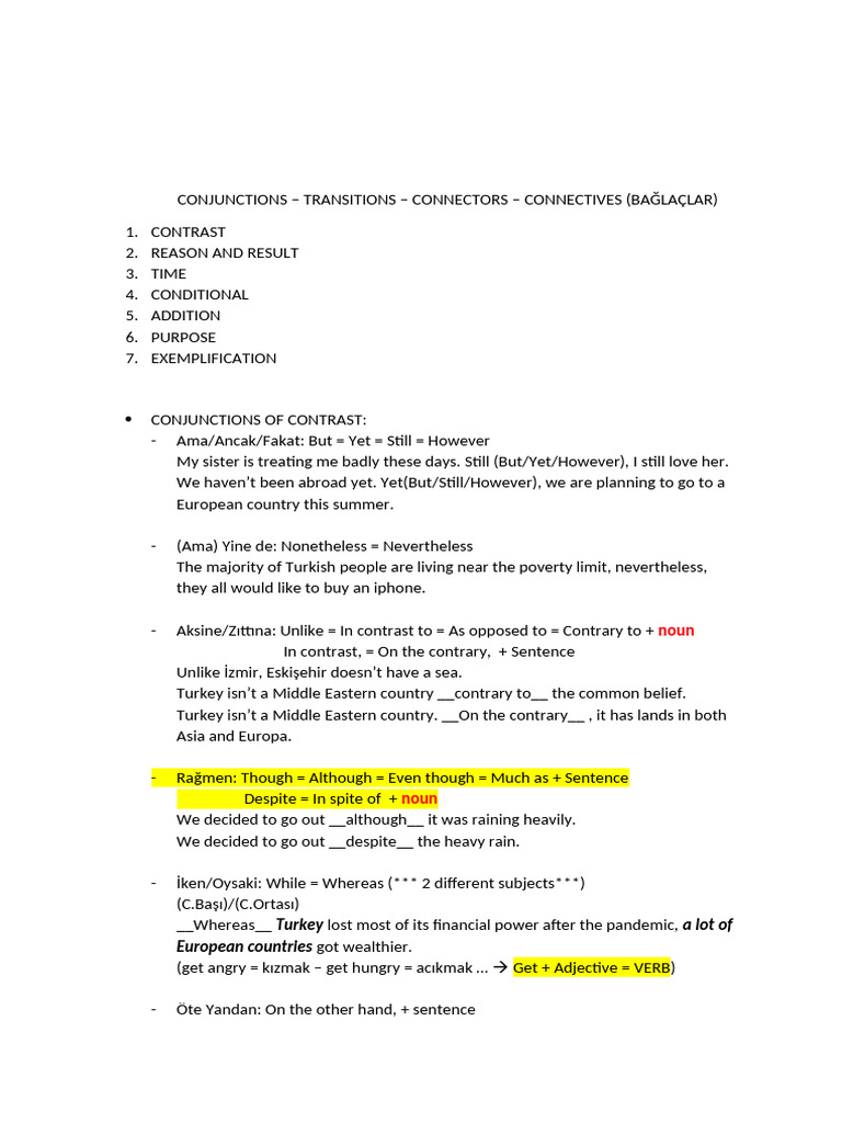 Understanding Conjunctions and Connectives | PDF