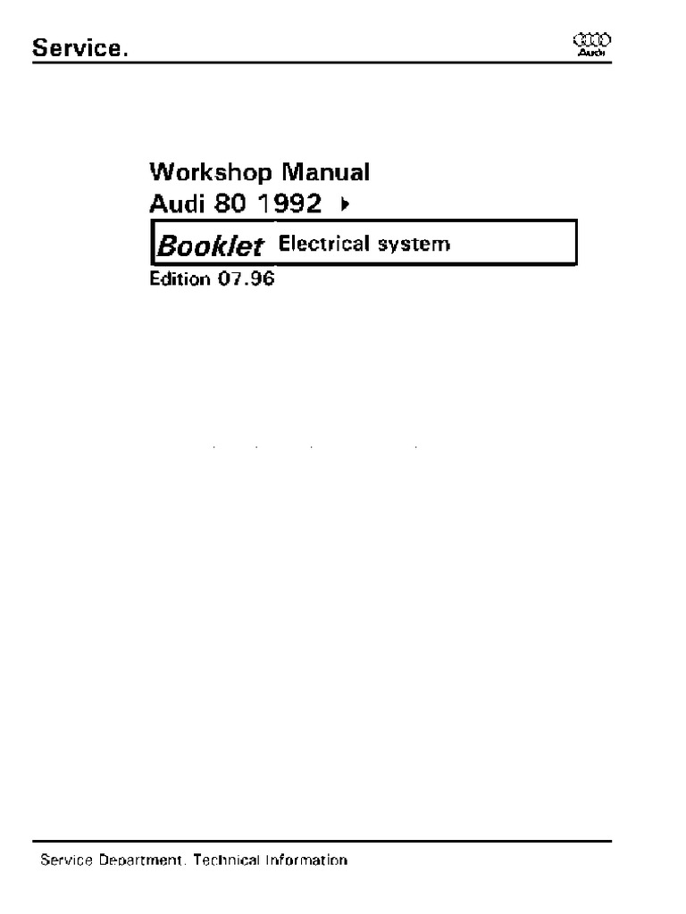 Audi 80 Electrical Workshop Manual | PDF