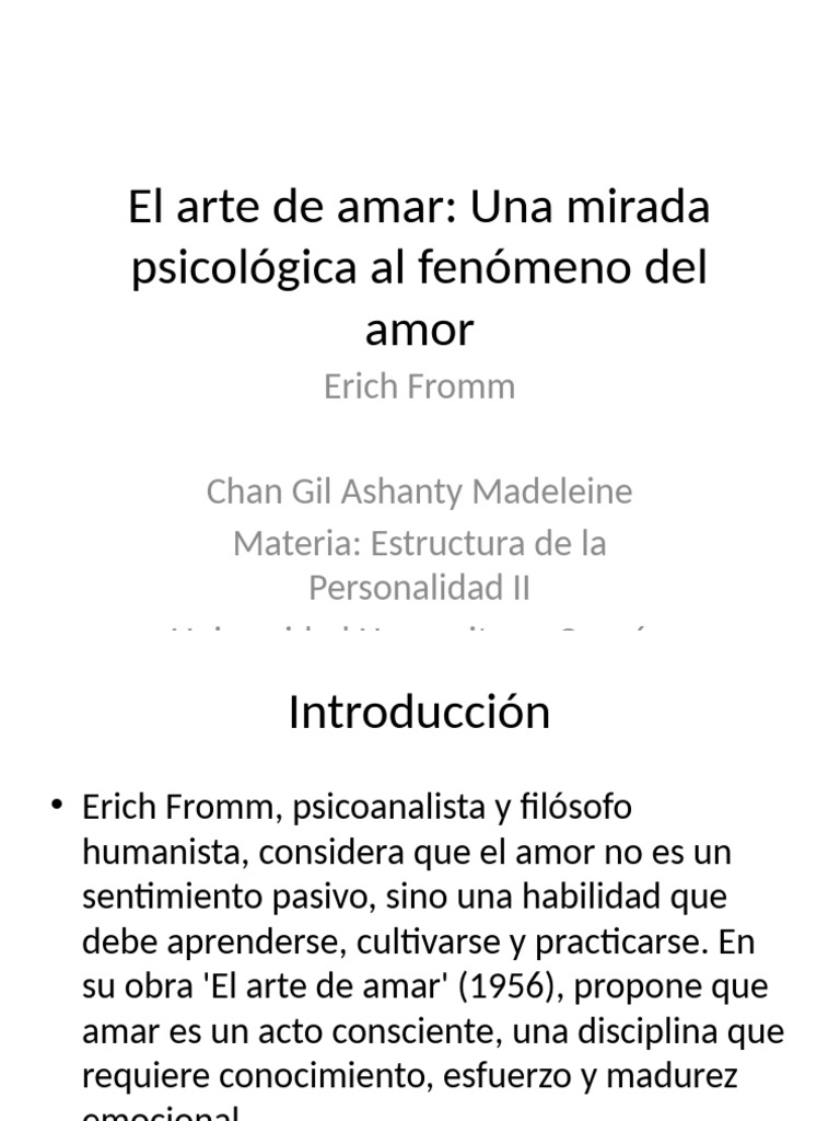 El Arte de Amar Erich Fromm Chan Gil Ashanty Madeleine | PDF | Amor ...