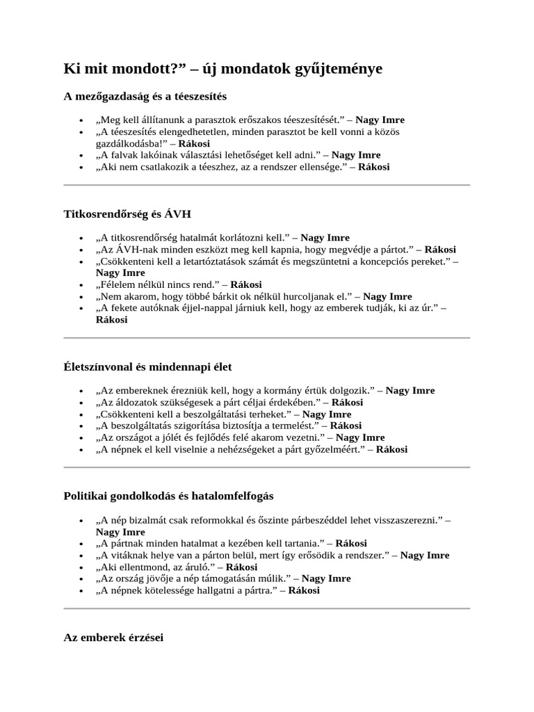 Ki Mit Mondott | PDF