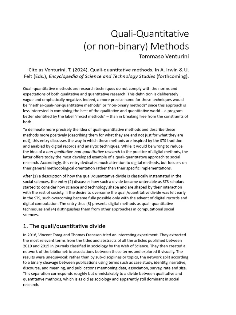 Understanding Quali-Quantitative Methods | PDF | Social Sciences ...