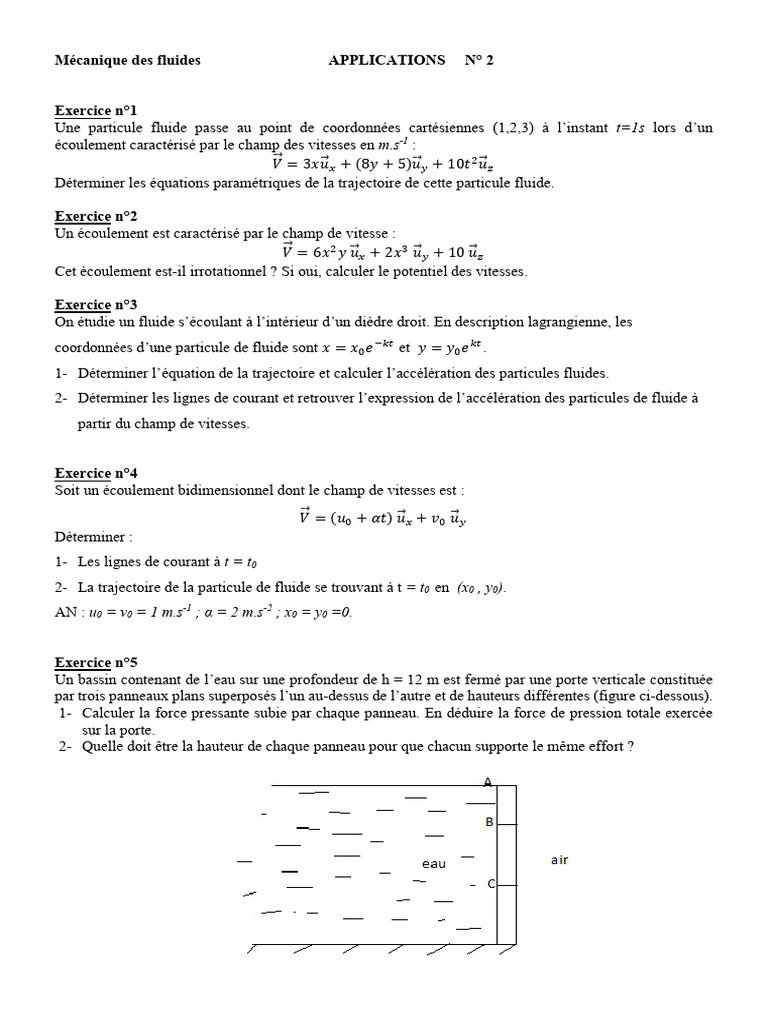 Exercices de mécanique des fluides | PDF | Pression | Tuyère