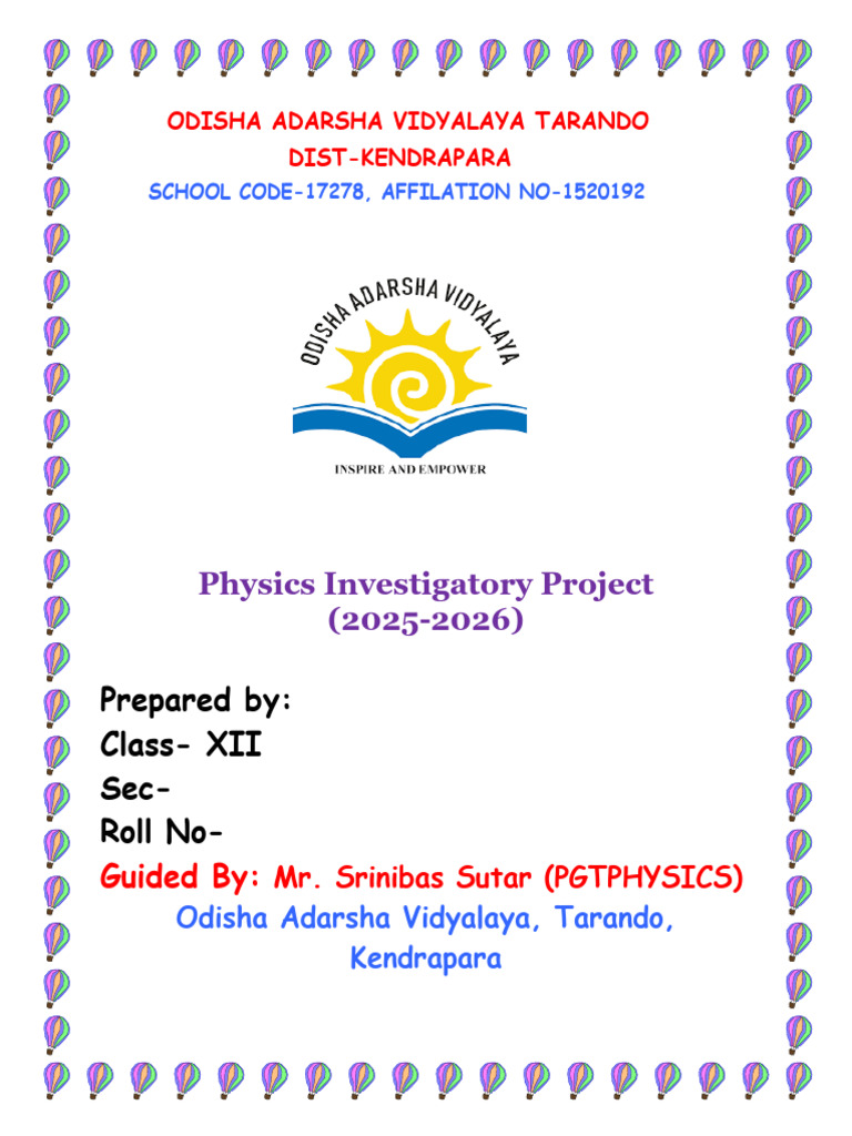 Physics Front Page Project | PDF