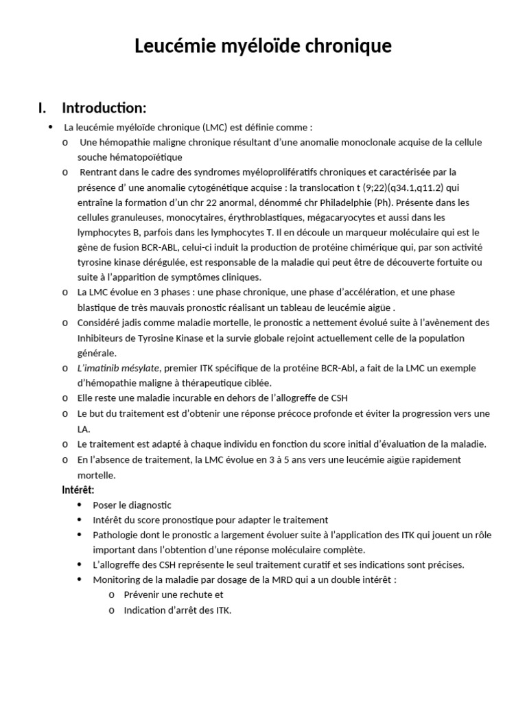 Comprendre la leucémie myéloïde chronique | PDF | Spécialités médicales ...