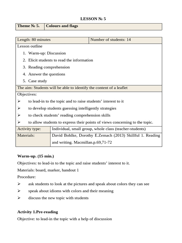 Lesson 5 Colors Anf Falgs | PDF | Reading Comprehension | Human Communication
