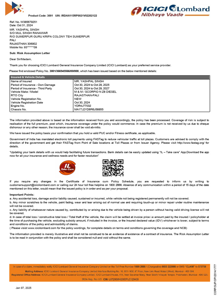 Policy Copy 300136694556600000 | PDF | Insurance | Pro Rata
