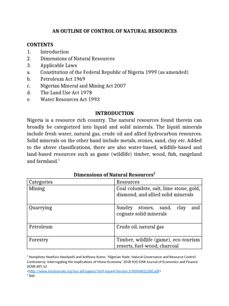 Control of Natural Resources in Nigeria | PDF | Mining | Rock (Geology)