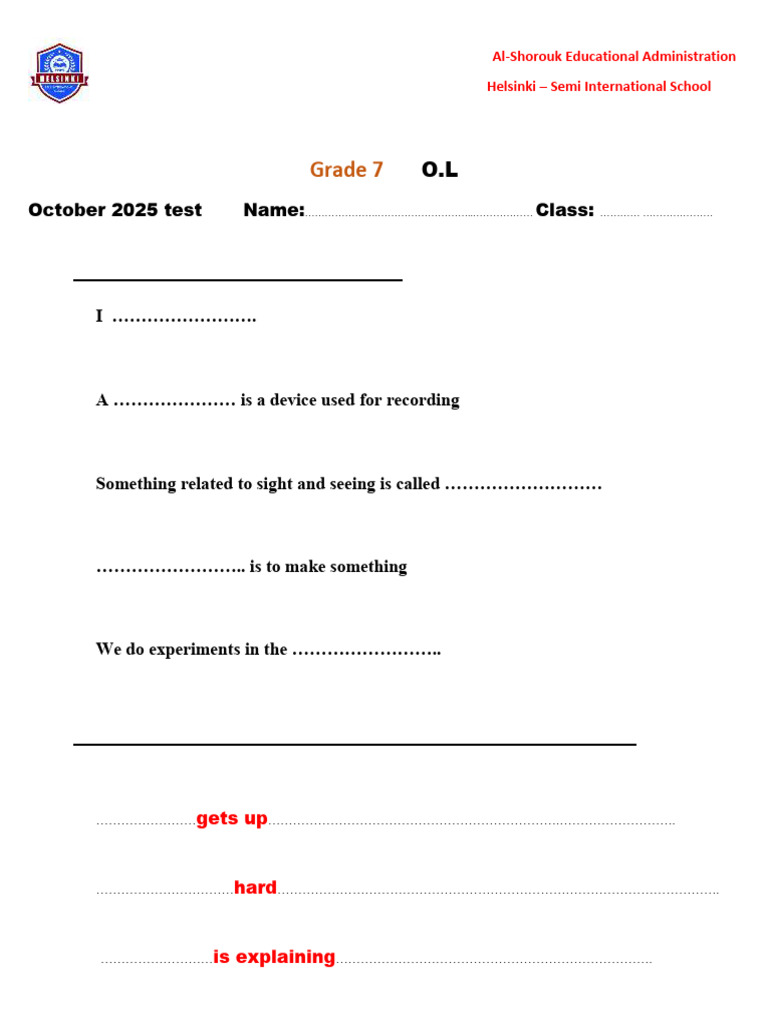 Grade 7 O.L - Model Answer | PDF