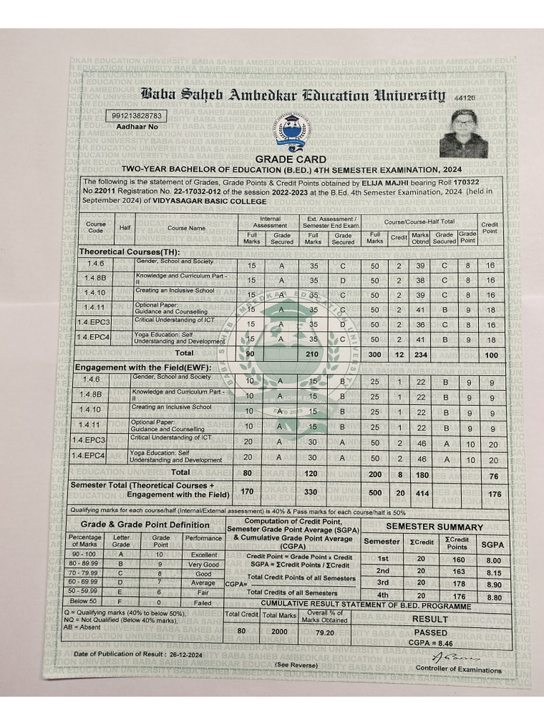 4th Sem Marksheet | PDF