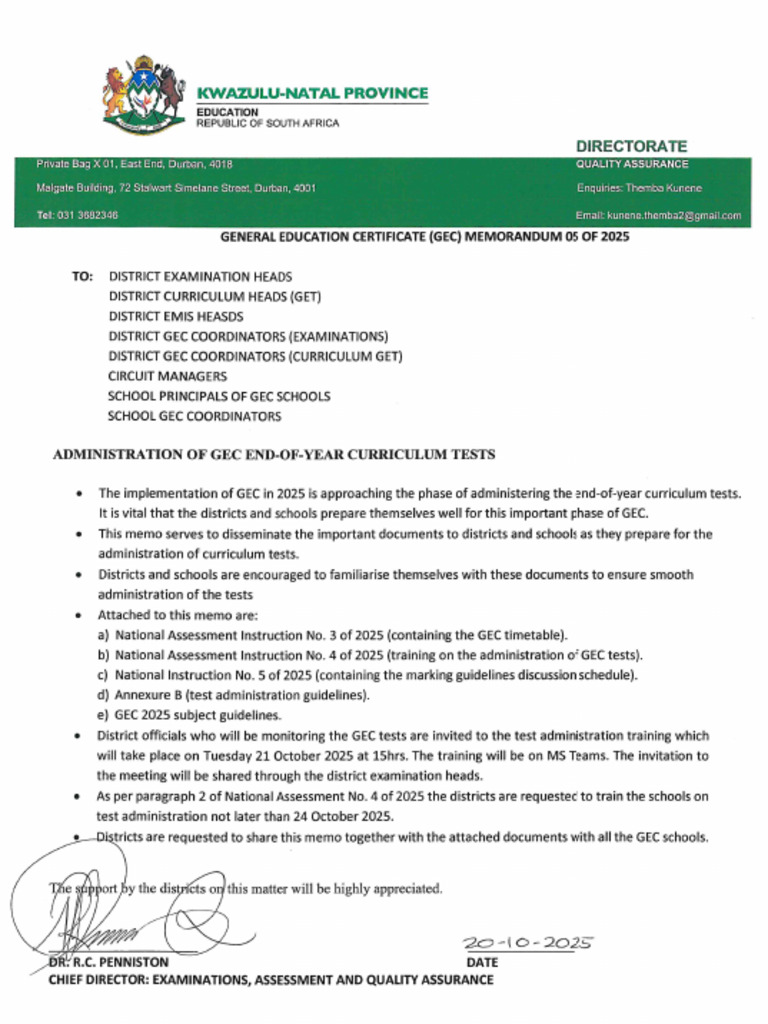 GEC Memo 5 of 2025 | PDF