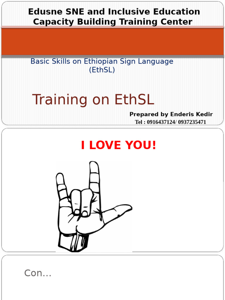 Ethiopian Sign Language Training Guide | PDF | Sign Language | American ...