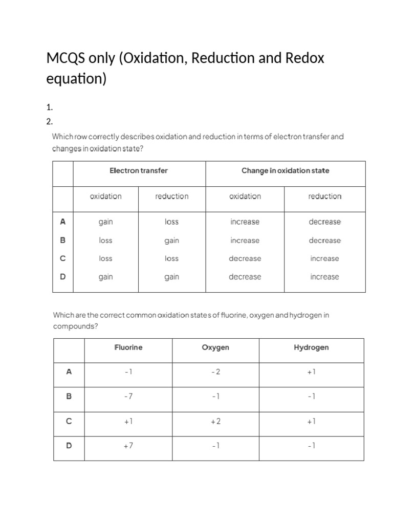 Oxidation, Reduction and Redox Reaction | PDF
