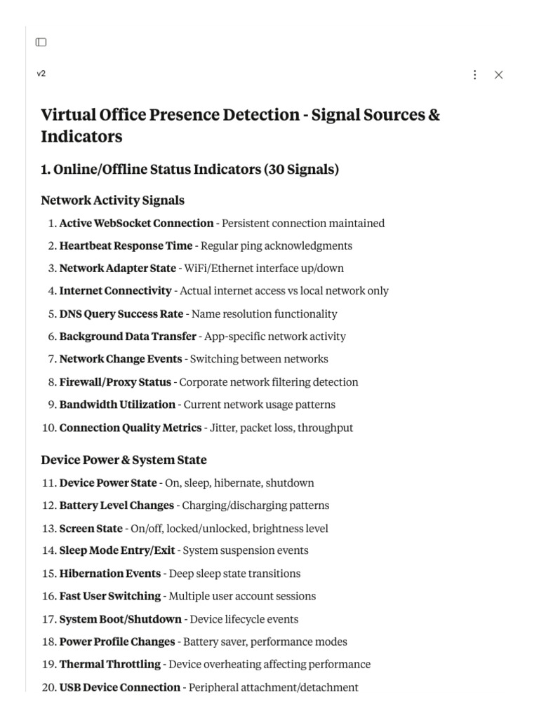 Virtual Office Presence Detection Signals | PDF | Computer Architecture ...