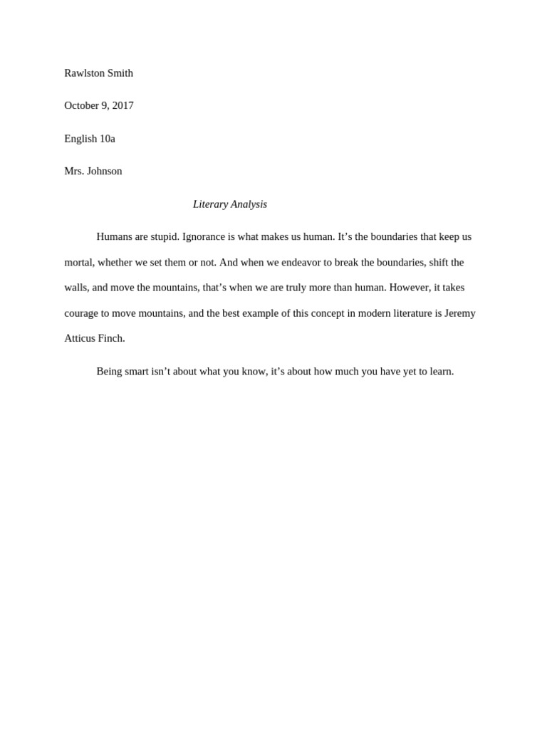 Literary Analysis of Atticus Finch | PDF