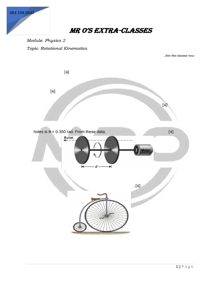 Physics 2: Rotational Kinematics Problems | PDF