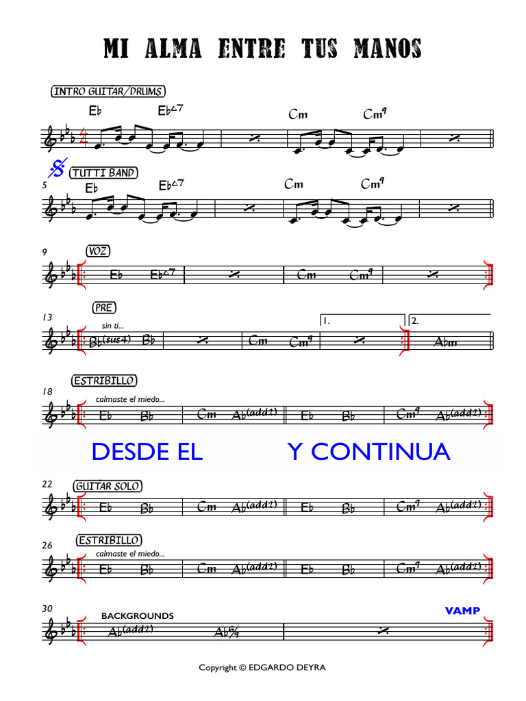 Letra y acordes de "Mi alma entre tus manos" | PDF
