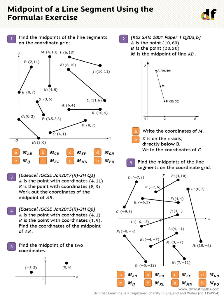 Midpoint of A Line Segment Using The Formula - Exercise | PDF ...