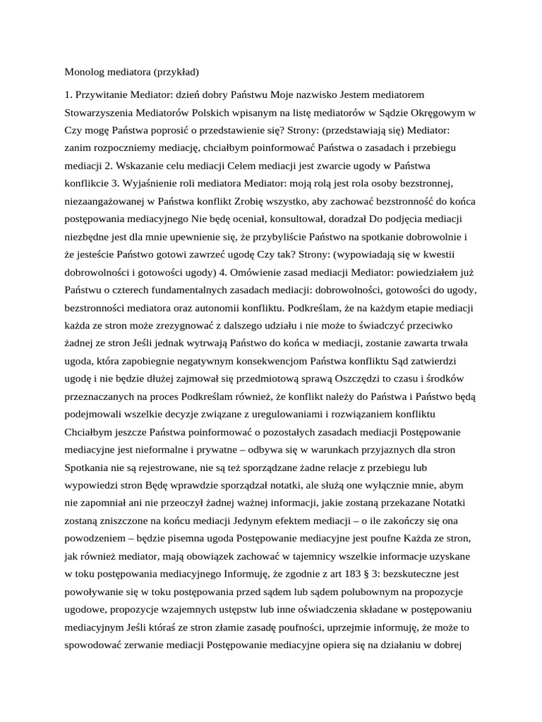 Monolog Mediatora | PDF