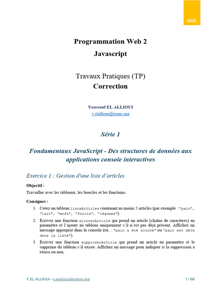 Corrigés Guidés Des Travaux Pratiques JavaScript: Applications ...