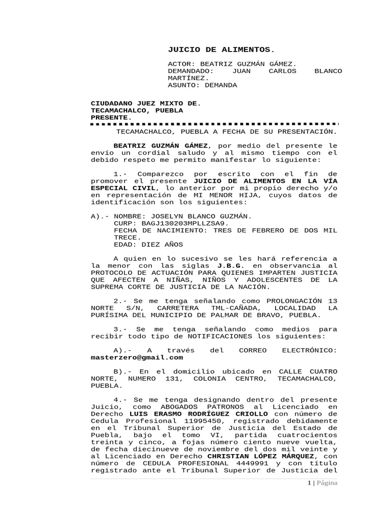 Alimentos Beatriz Guzman Gamez | PDF | Pensión alimenticia