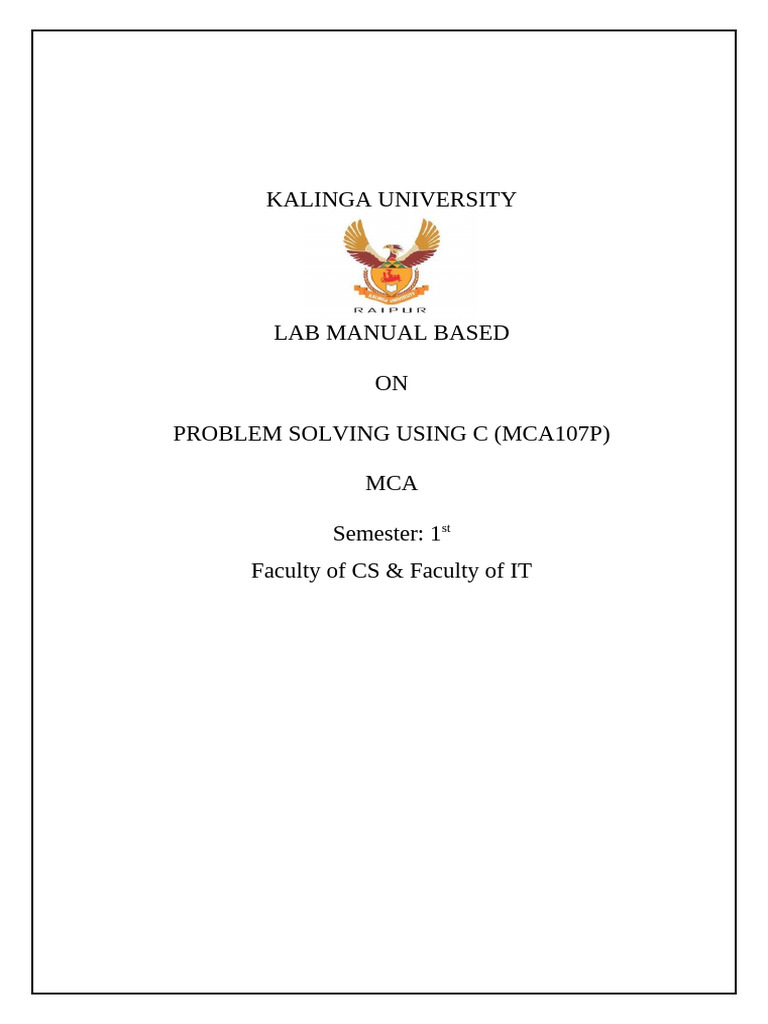 C Programming Lab Manual: Problem Solving | PDF | Computer Program ...