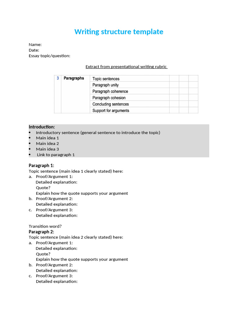 Writing Structure Template | PDF