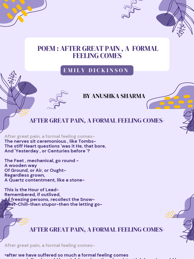 Emily Dickinson's Poem on Pain and Numbness | PDF | Grief ...