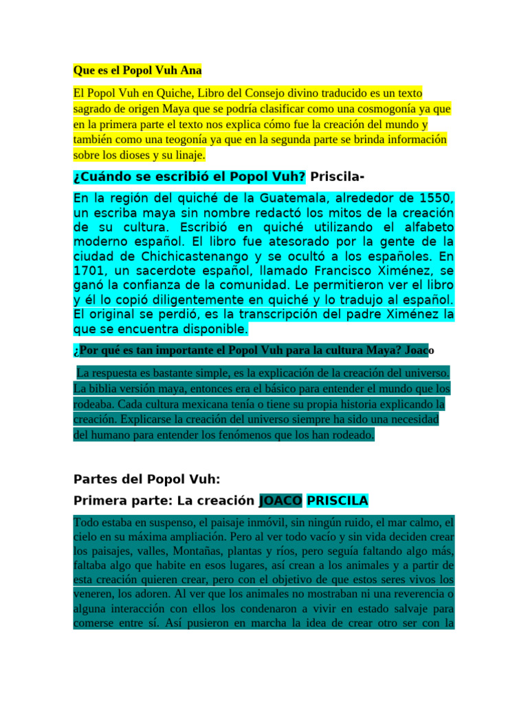 Que Es El Popol Vuh | PDF