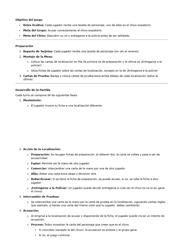 Resumen Reglas Cabritos | PDF | Juegos de mesa | Juegos de habilidad mental