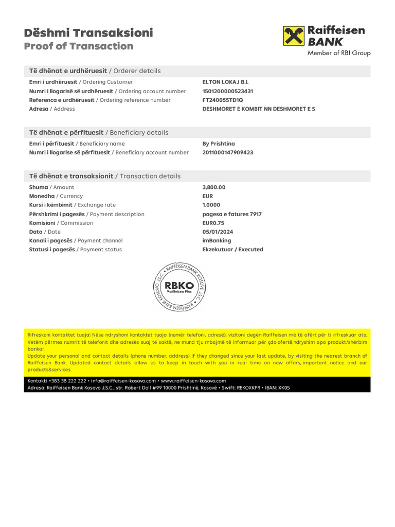 Dëshmi Transaksioni Dëshmi Transaksioni: Proof of Transaction Proof of ...